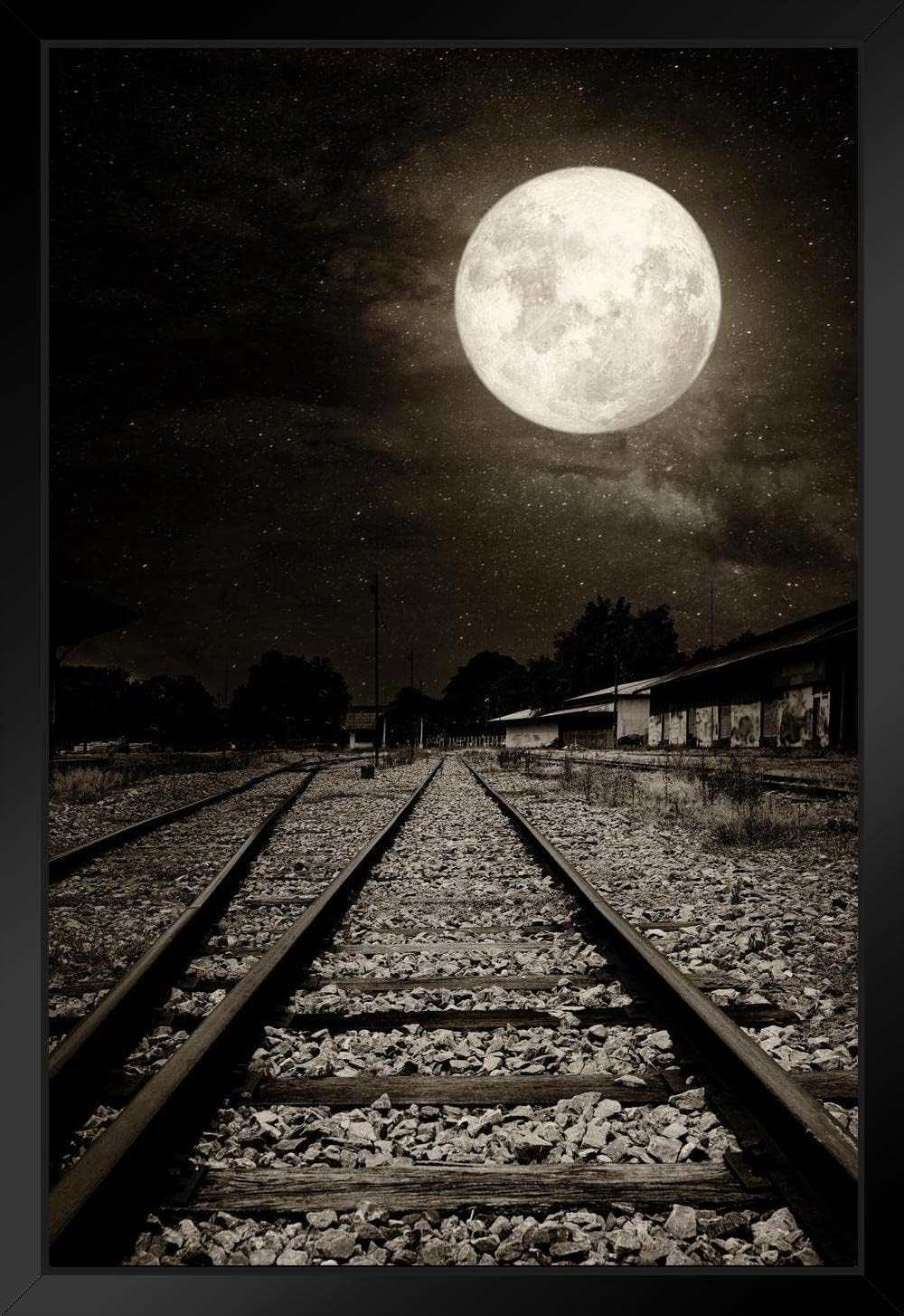 Amazon.com: Abandoned Railroad Tracks in the Moonlight Photo Photograph ...