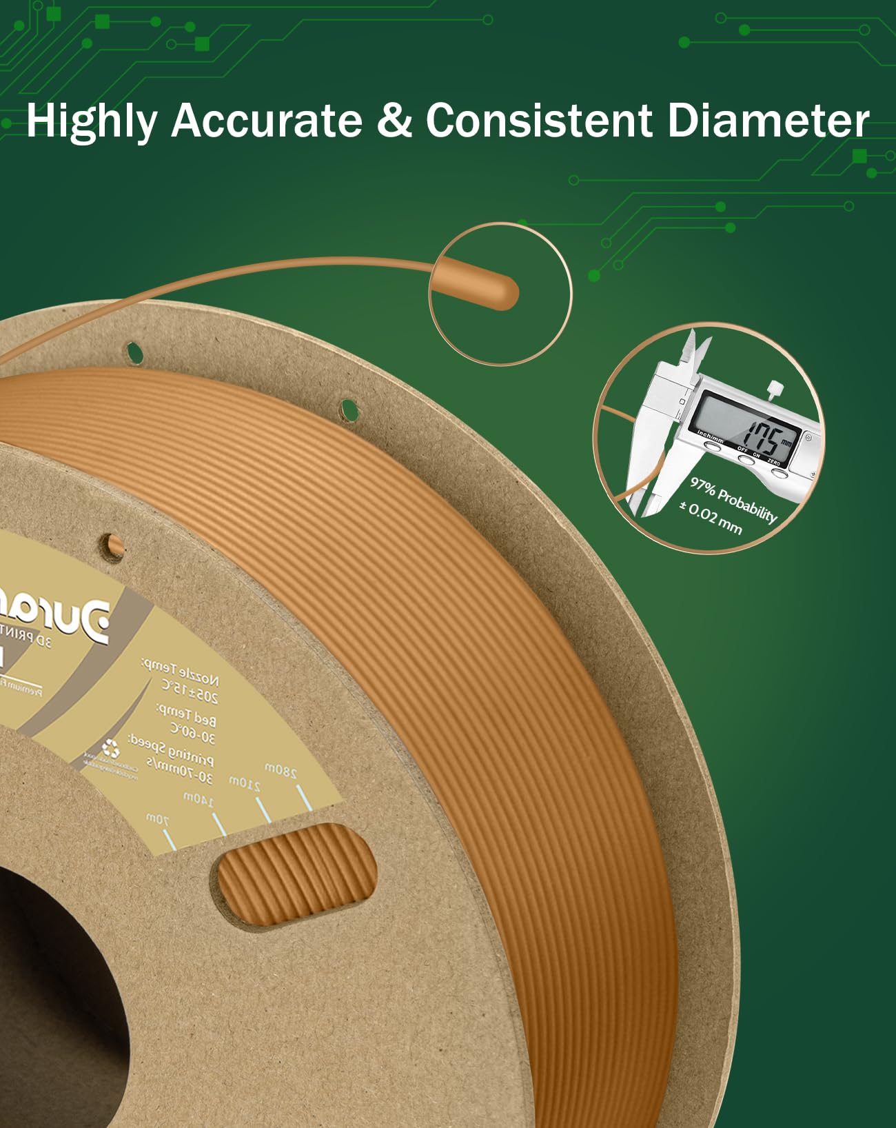 Snapklik.com : DURAMIC 3D PLA Filament 1.75mm Light Brown 1kg Spool ...