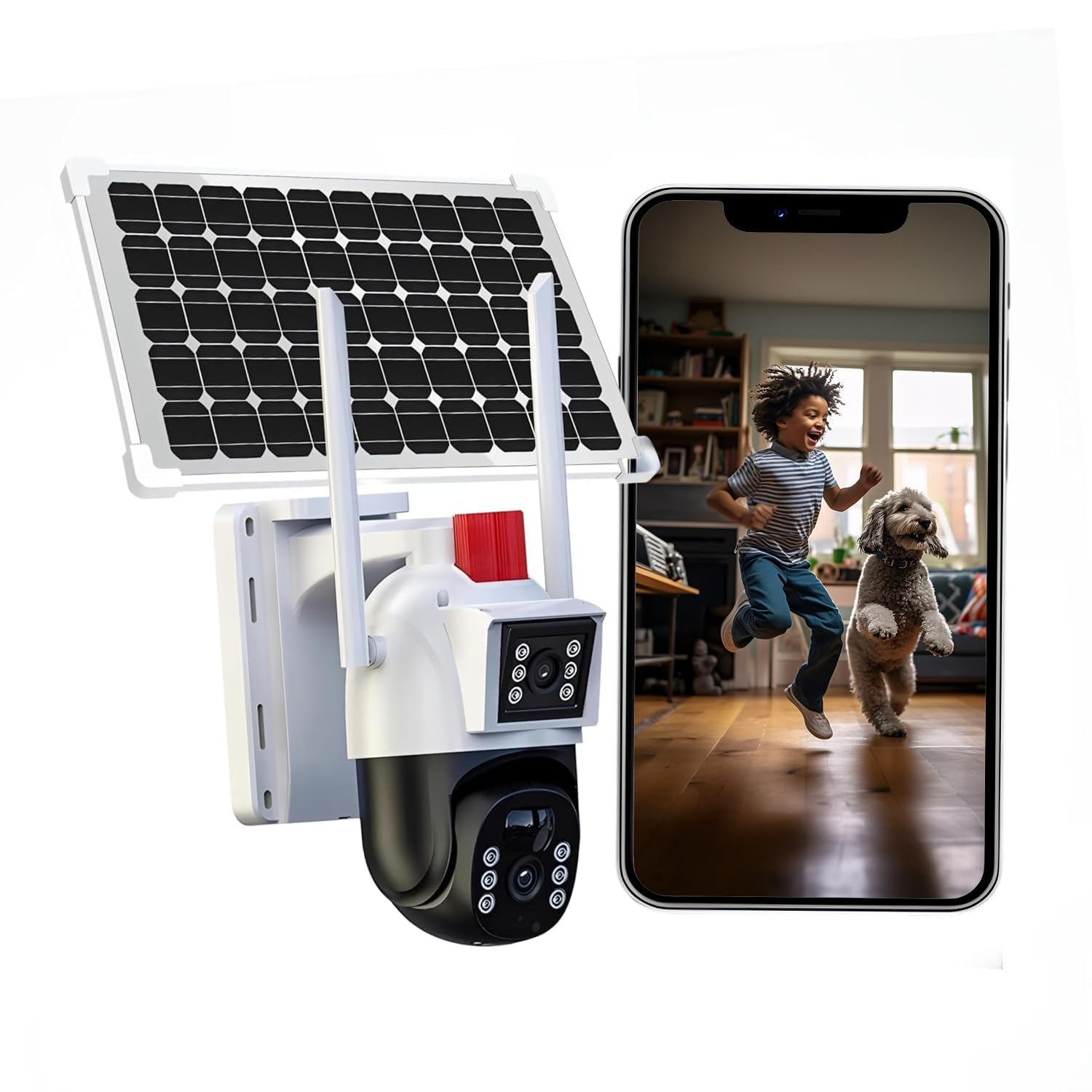 GIGALUMI Solar 5MP + 5MP Dual Lens 4G CCTV Dual Camera with 7W Panel ...