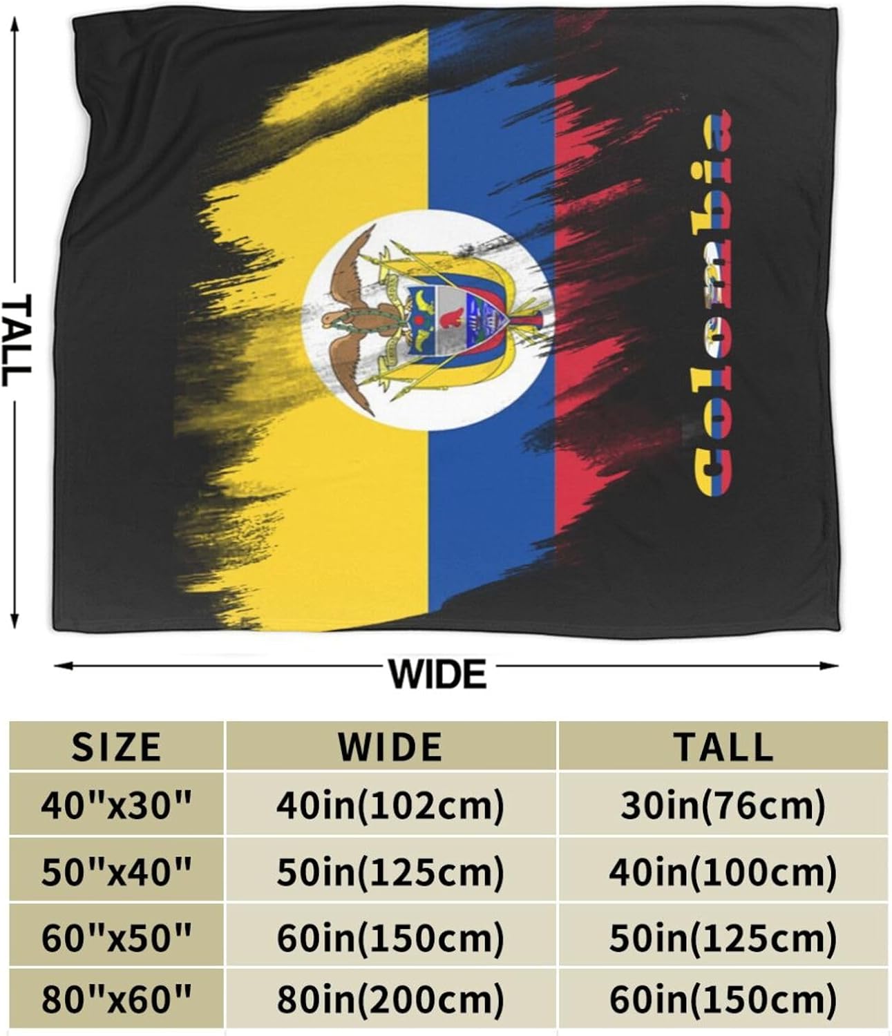 Manta con la bandera colombiana de Colombia para sofá, cama, regalos de ...