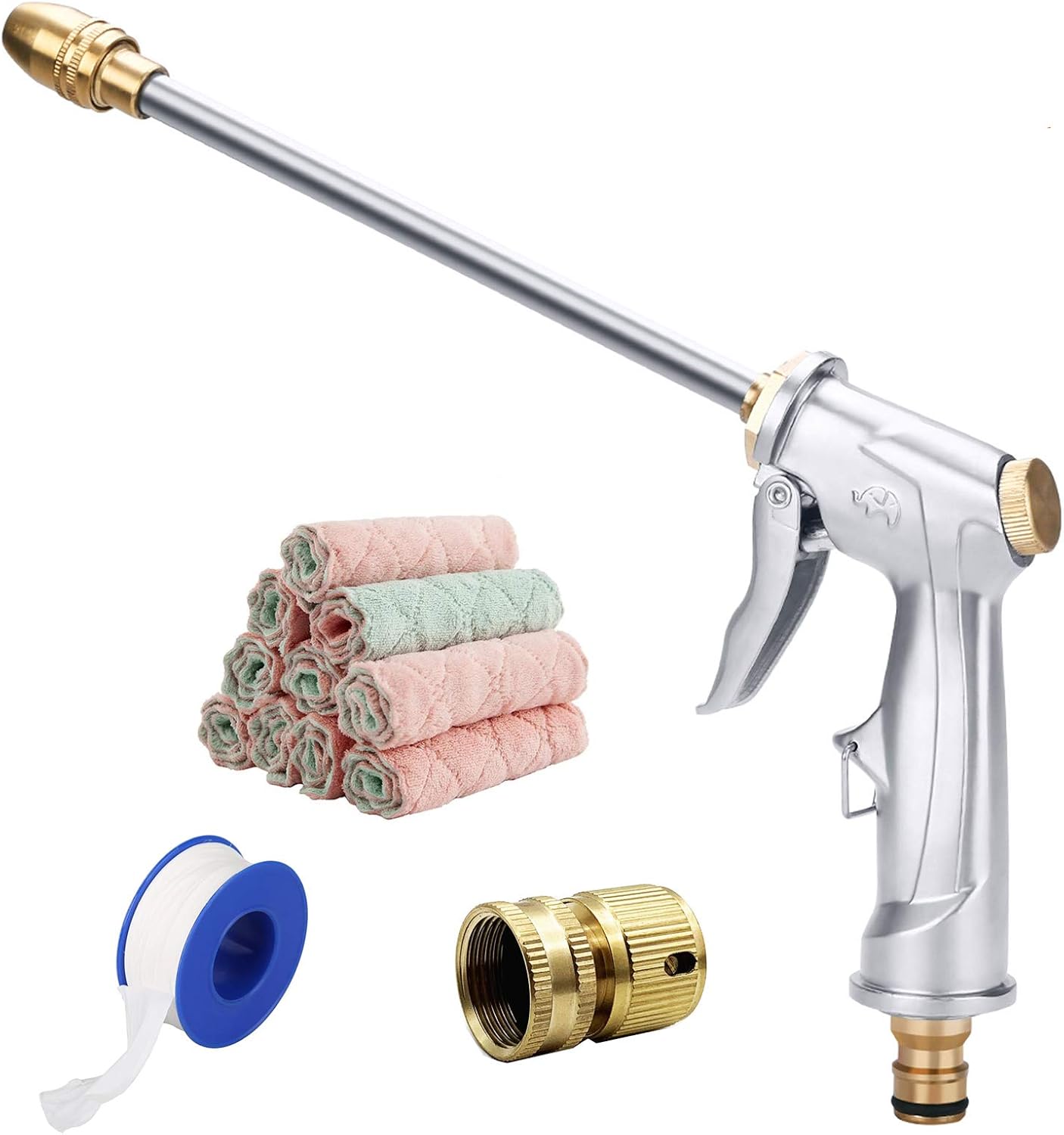 Amazon.com : HLYCare Garden Hose Nozzle Set, Heavy Duty Metal Spray Gun ...