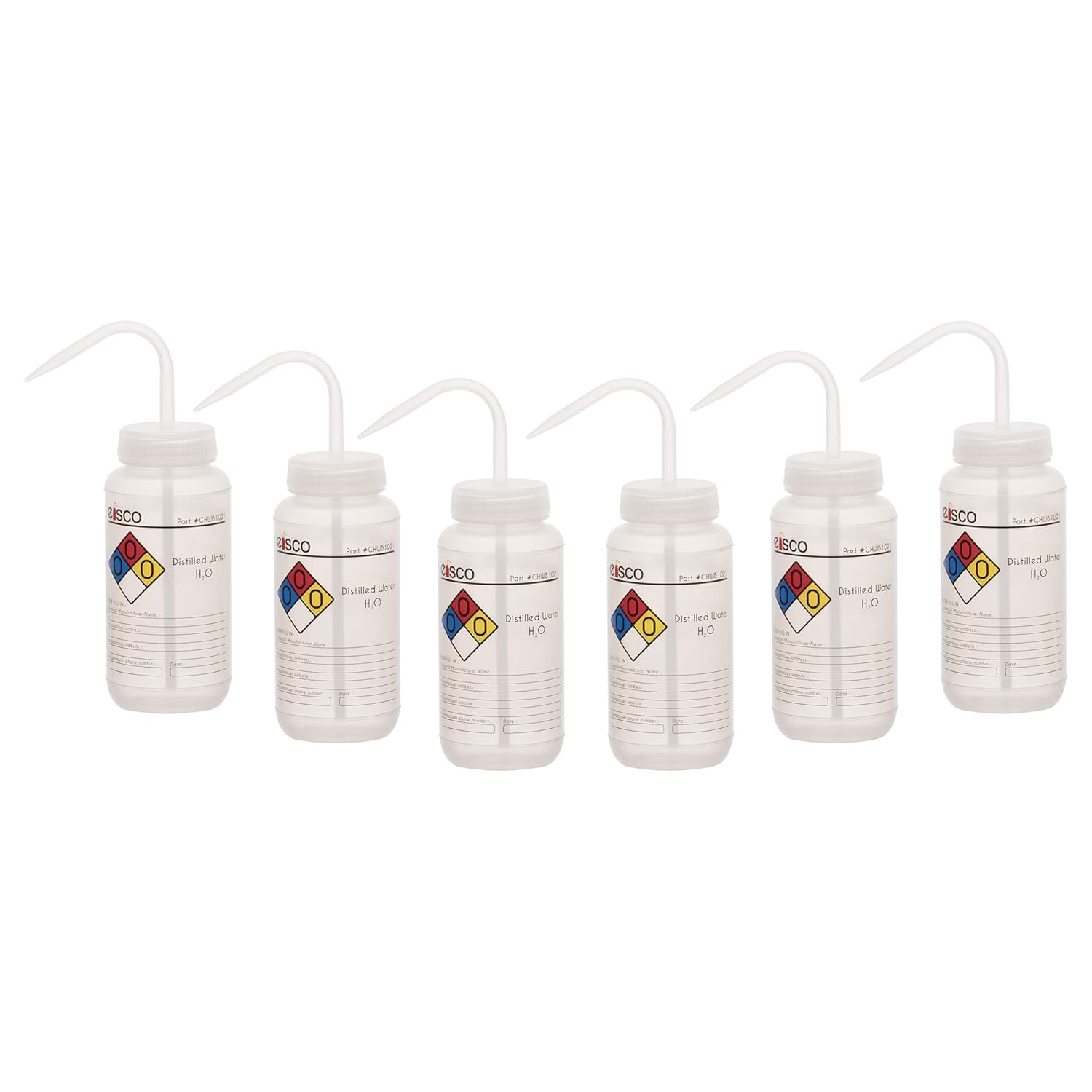 Amazon.com: EISCO 6PK Wash Bottle for Distilled Water, 500ml - Labeled ...