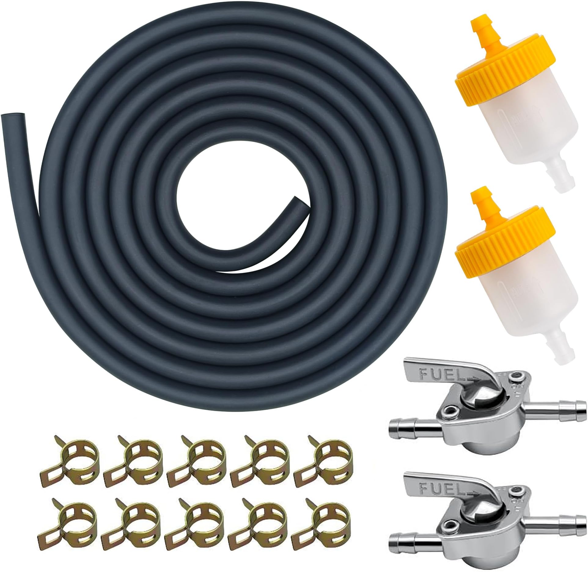 Amazon.com: STRONGTHIUM 1/4 Gas Fuel Line Hose with Clamps Valve ...