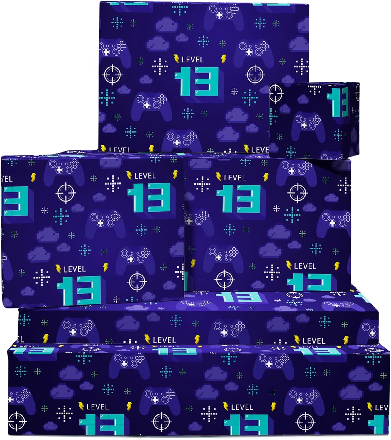 13th Birthday Wrapping Paper for Boys - Gamer Wrapping Paper - 6 Sheets ...