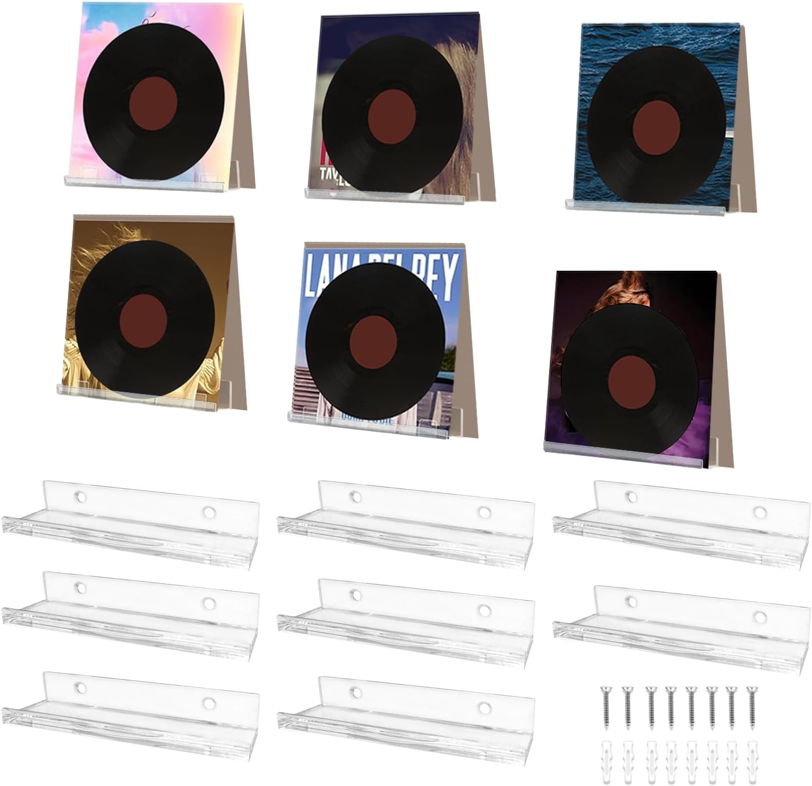 Amazon.com: 8 Pack Vinyl Record Wall Mount Shelves - 12 inch Vinyl ...