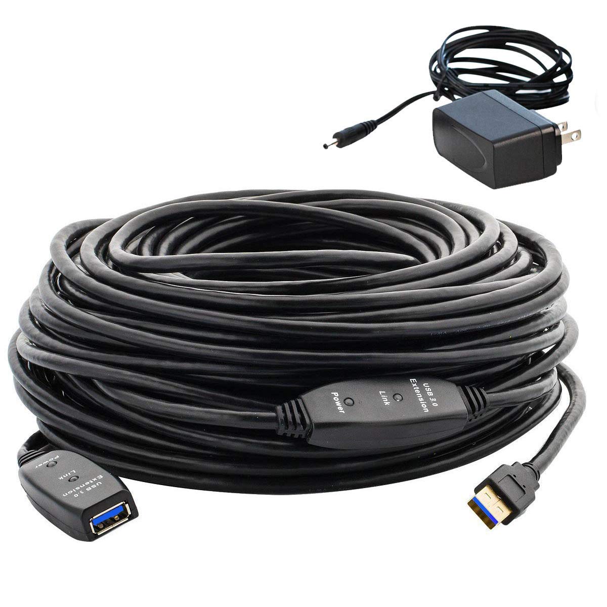 50 Feet Active USB Extension Cable 3.0 Male to Female with 2 Extension ...