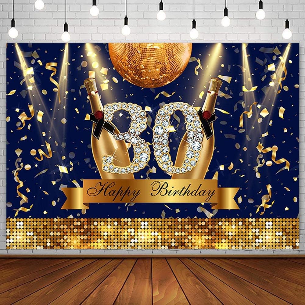 Amazon.com : SENDY 7x5ft Happy 30th Birthday Backdrop Navy Blue Gold ...