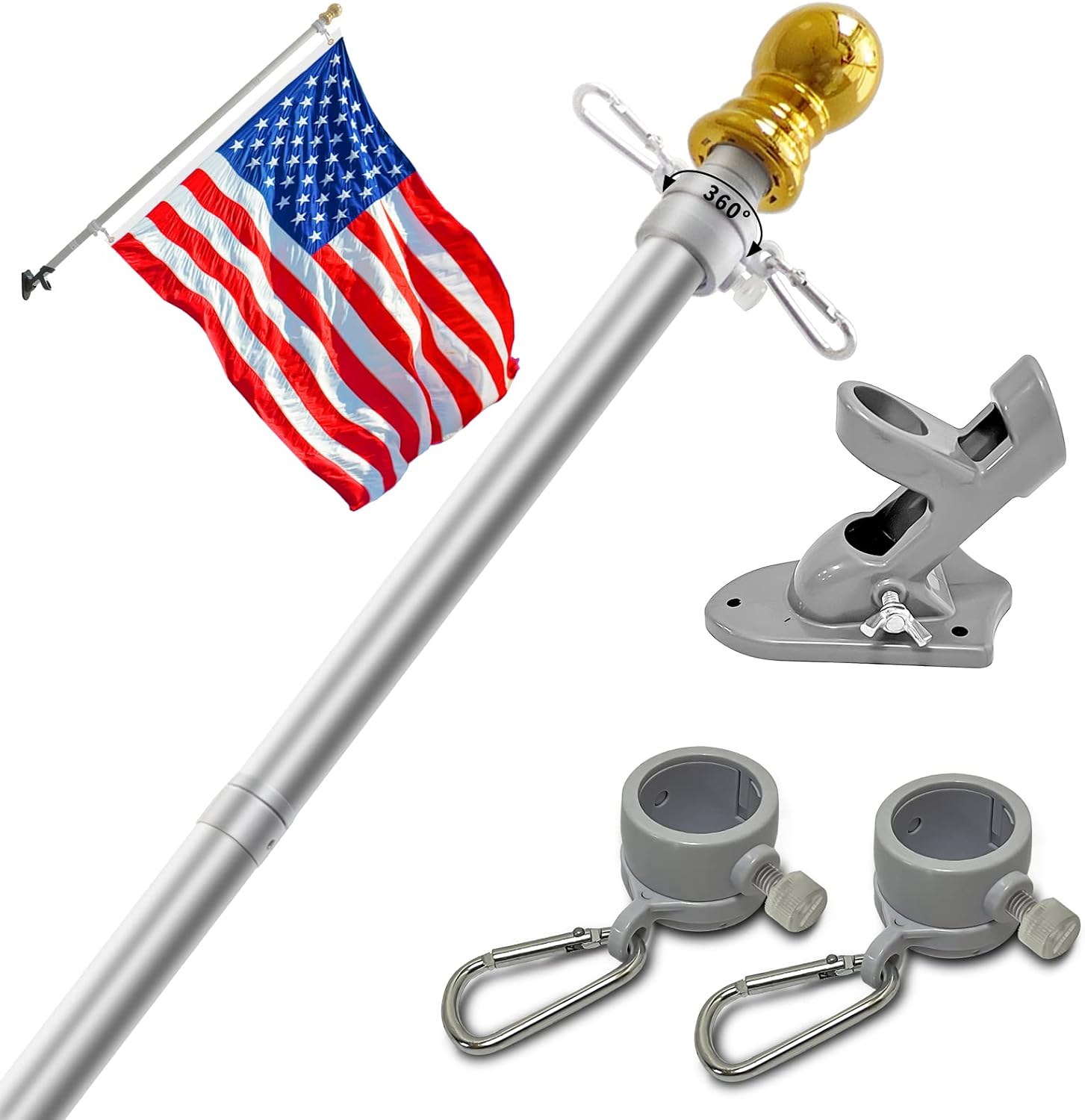 Amazon.com : iElyiEsy 6FT Flag Pole for Outside House with Bracket ...