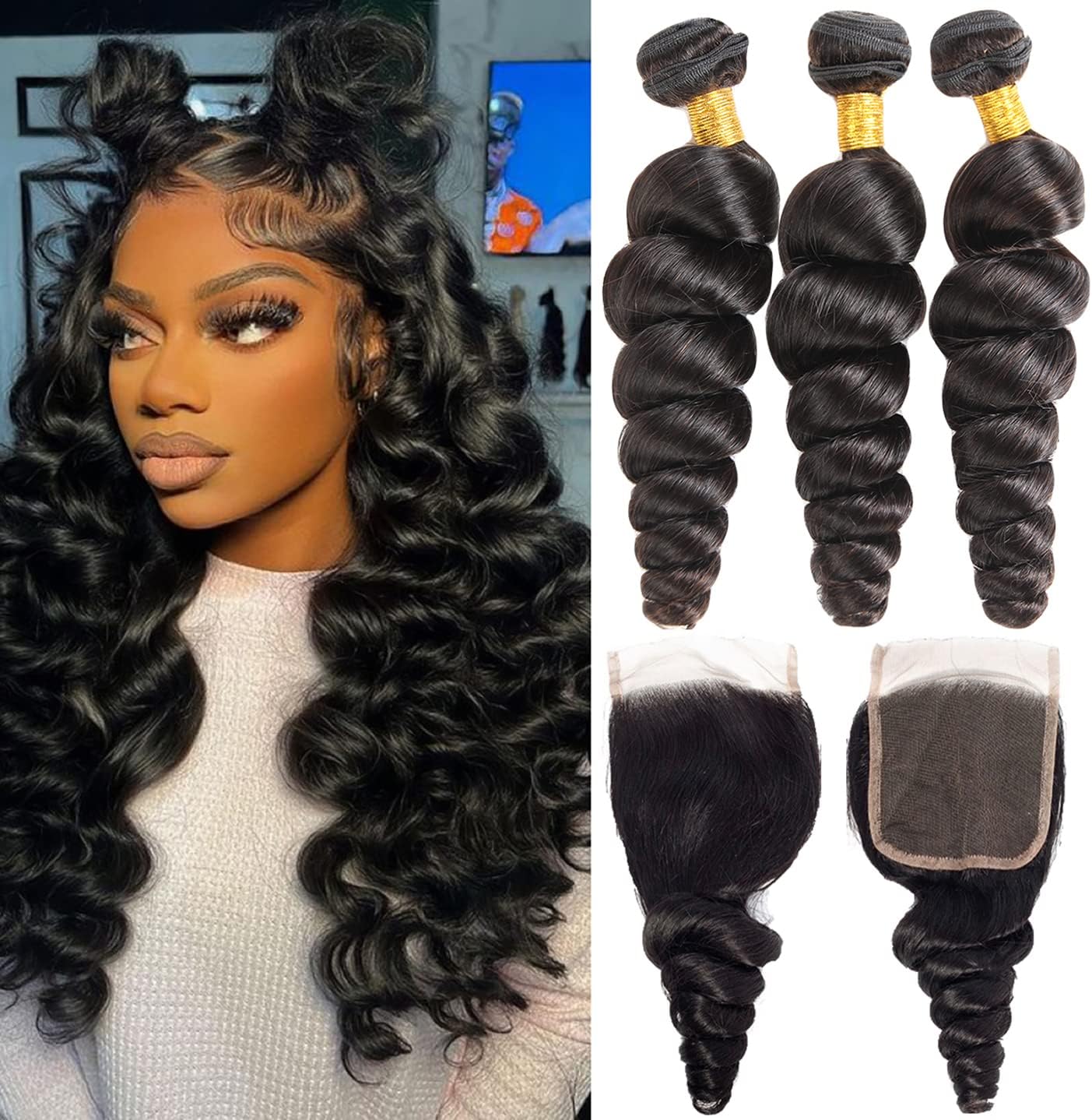 Amazon.com : Saluna Deep Wave Human Hair Bundles 12 12 12 Inch 3 ...