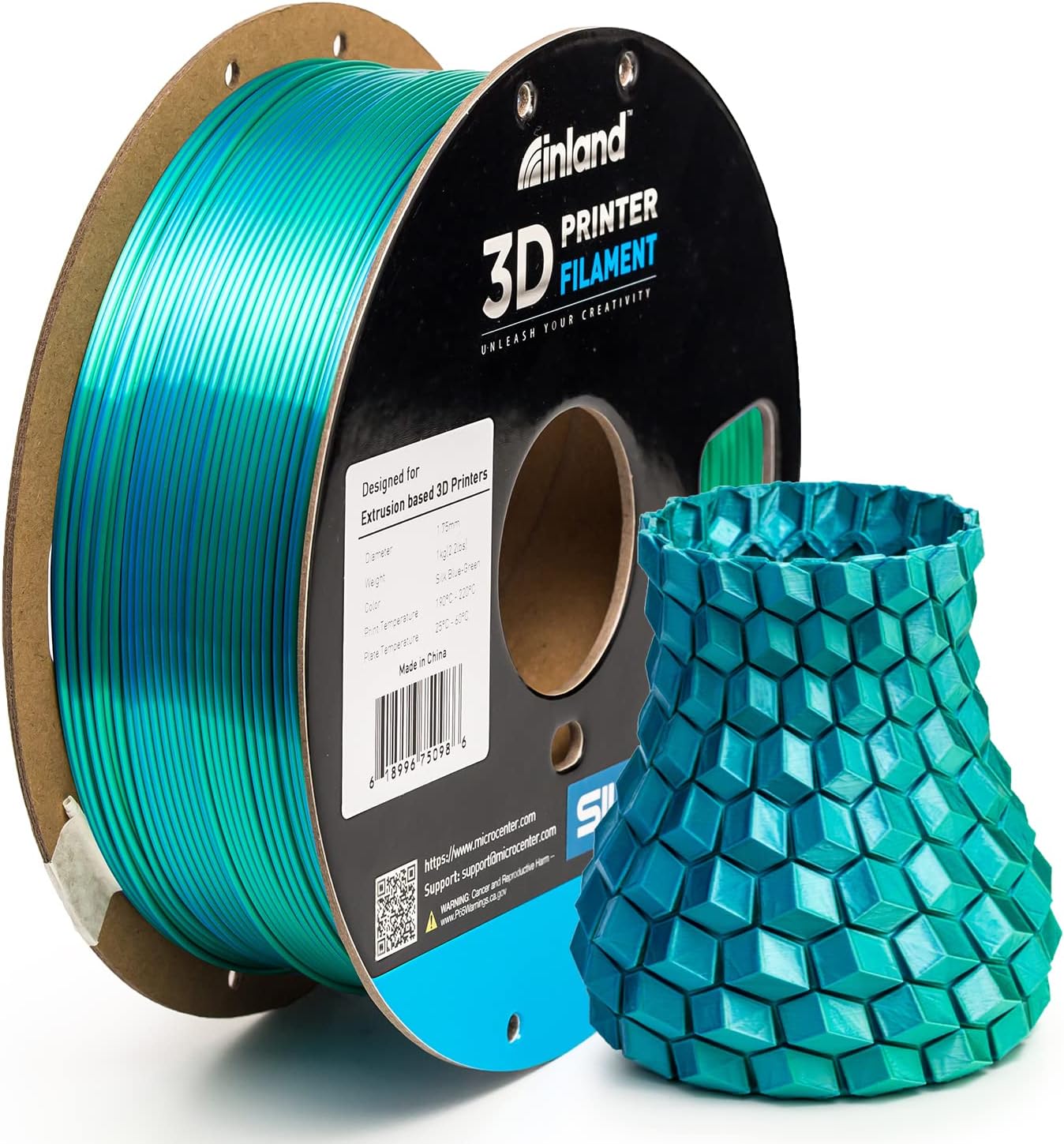 Amazon.com: Micro Center Inland Dual Color Silk PLA Filament - Green to ...