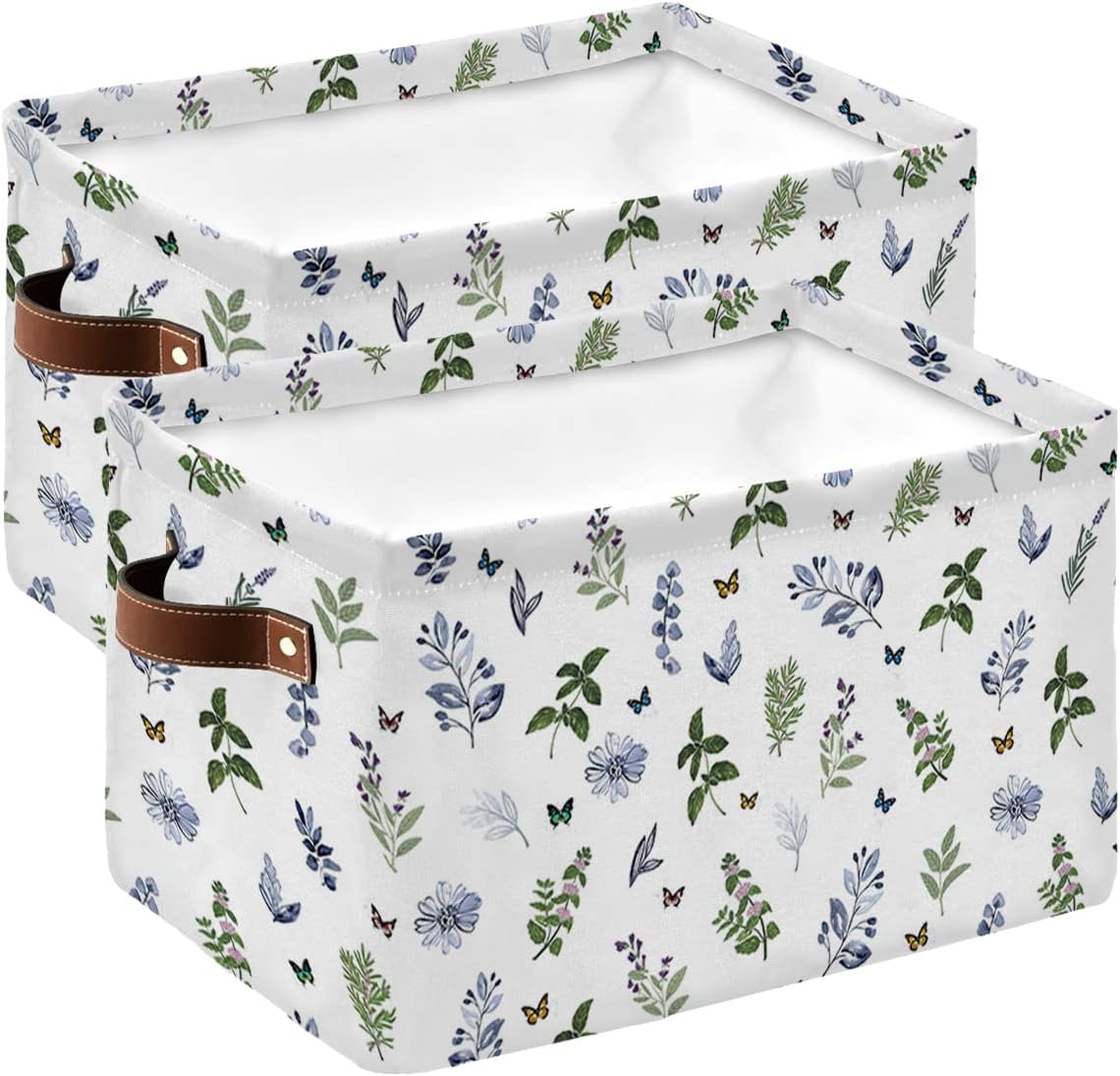 Amazon.com: Flower Plant Storage Basket for Shelves, Spring Blue Floral ...