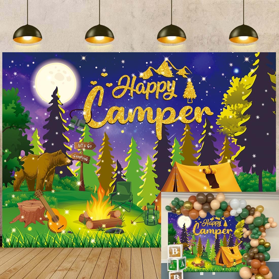 Amazon.com : CYLYH 7X5FT Forest Scene Camping Camp Decorations Backdrop ...