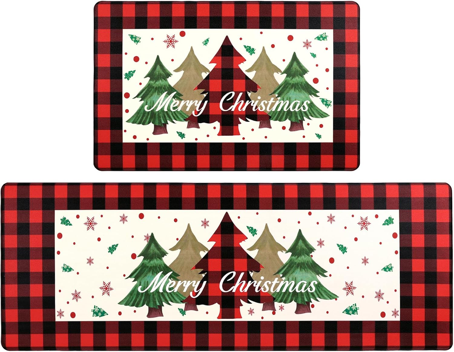 Pauwer Christmas Tree Kitchen Rugs Set of 2, Farmhouse Red Buffalo ...
