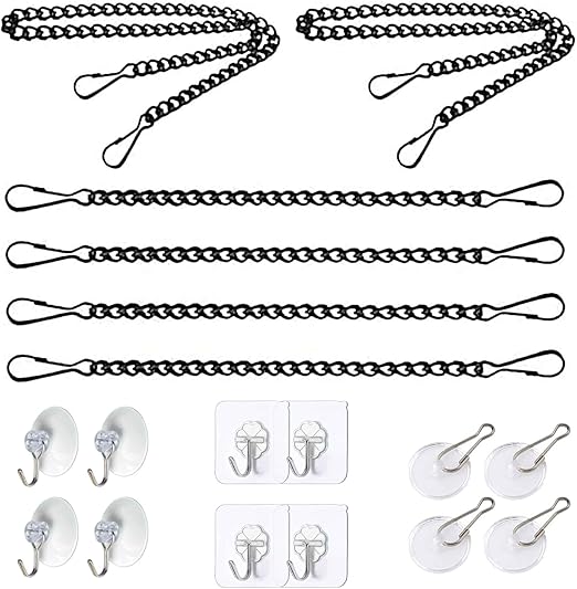 Picture Hanging Chain with Adhesive Hooks and Suction Cup for Stained ...