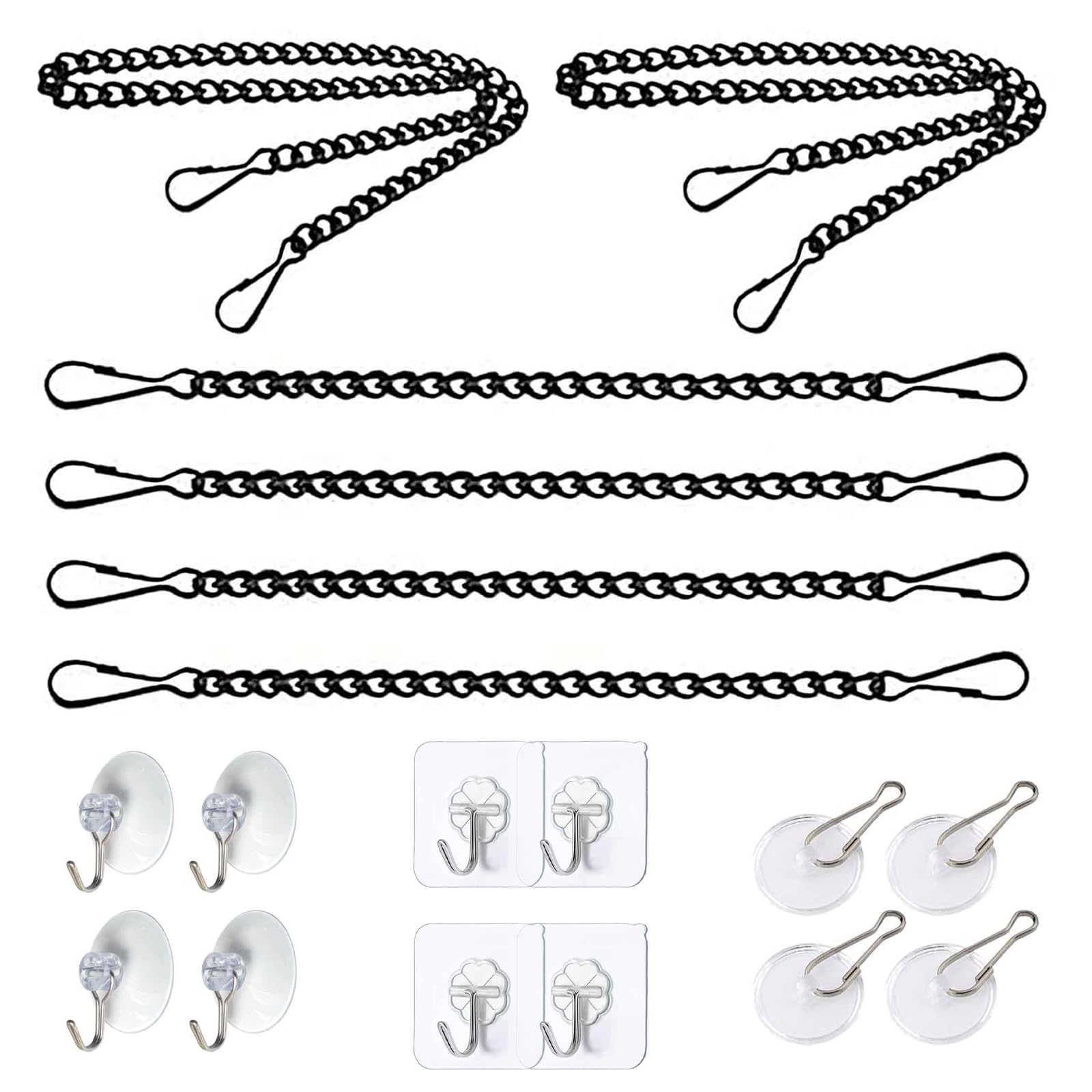 Picture Hanging Chain with Adhesive Hooks and Suction Cup for Stained ...