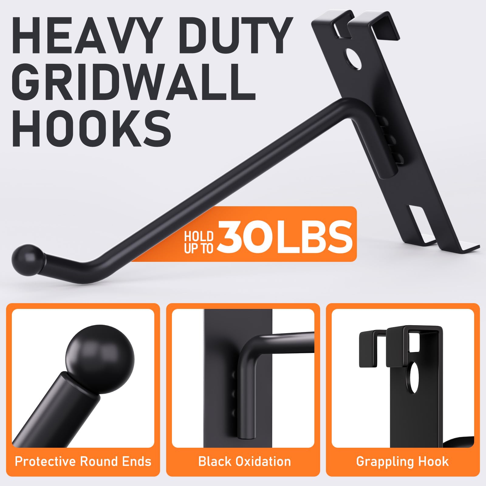 Snapklik.com : 4 Inch Gridwall Hooks, 60 Pack Heavy Duty Black Display ...