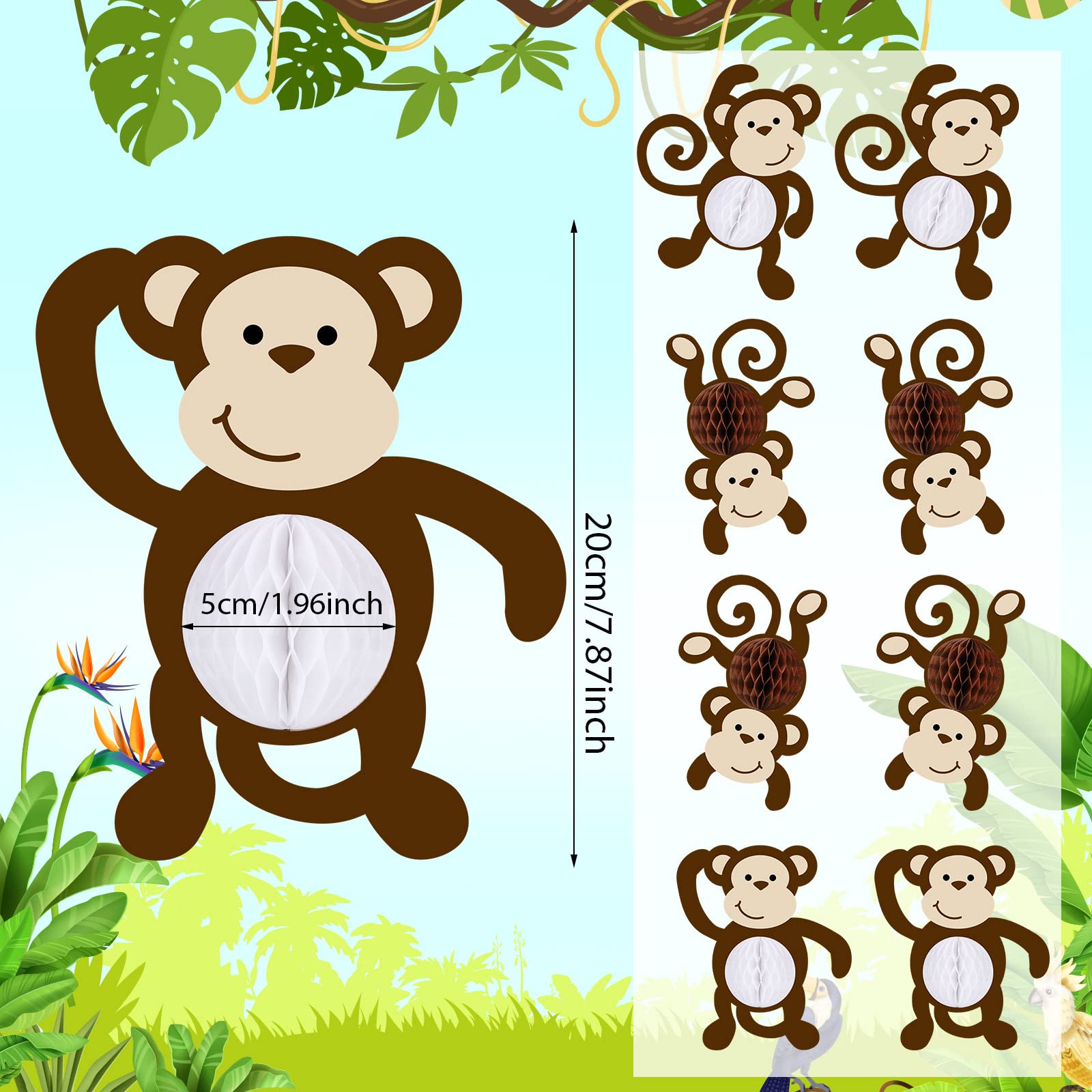 Snapklik.com : Kanayu 12 Pcs Monkey Cutouts Jungle Party Decorations ...