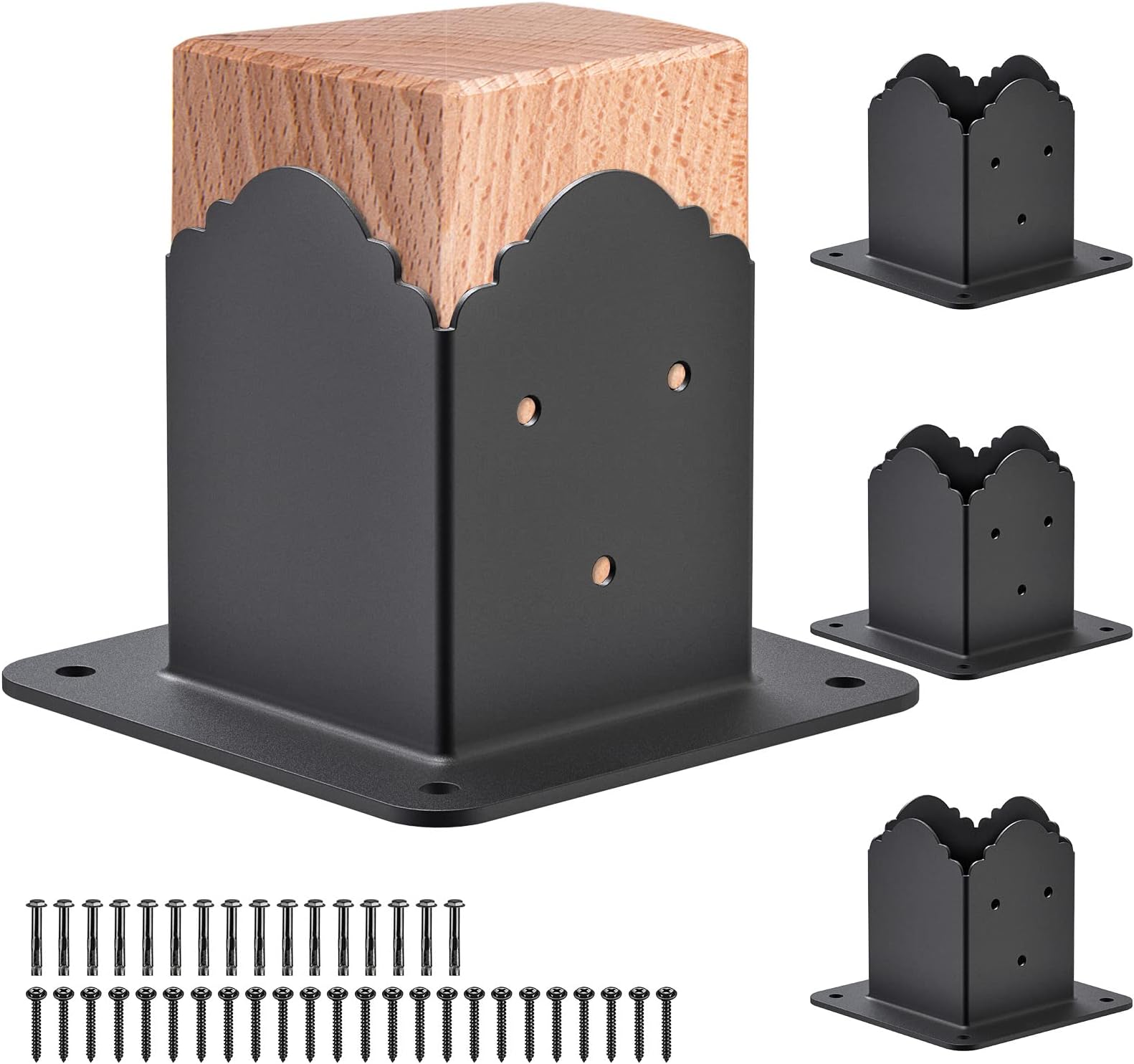 MYOYAY 4×4" Post Base with Screws Deck Railing Post Flange Anchor Base ...