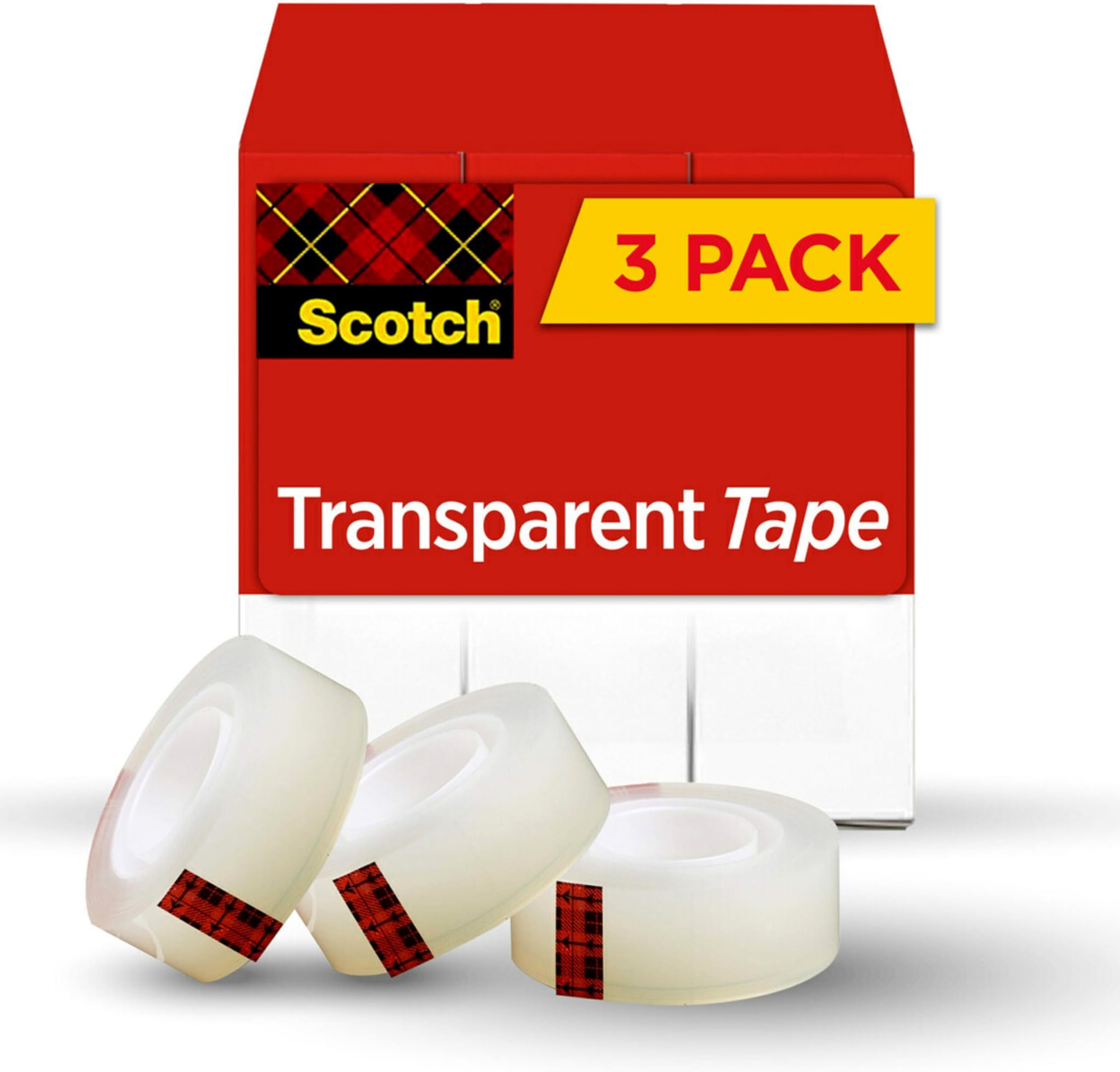 Amazon.com : Scotch Transparent Tape, 3/4 in x 1000 in, 3 Boxes/Pack ...