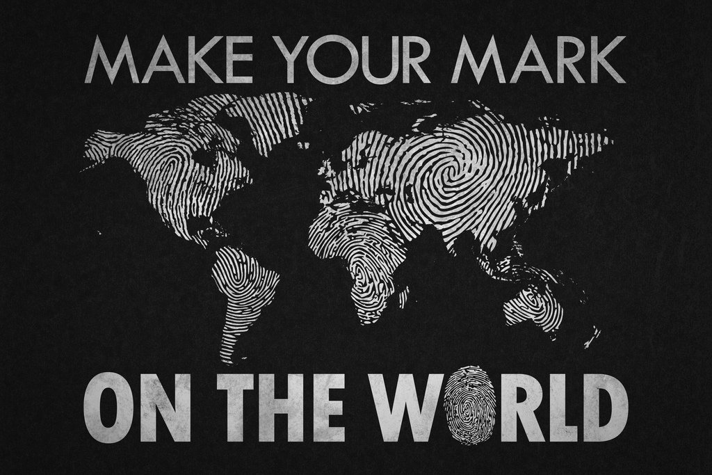 Make Your Mark On the World Black Map Travel World Map Fingerprints in ...