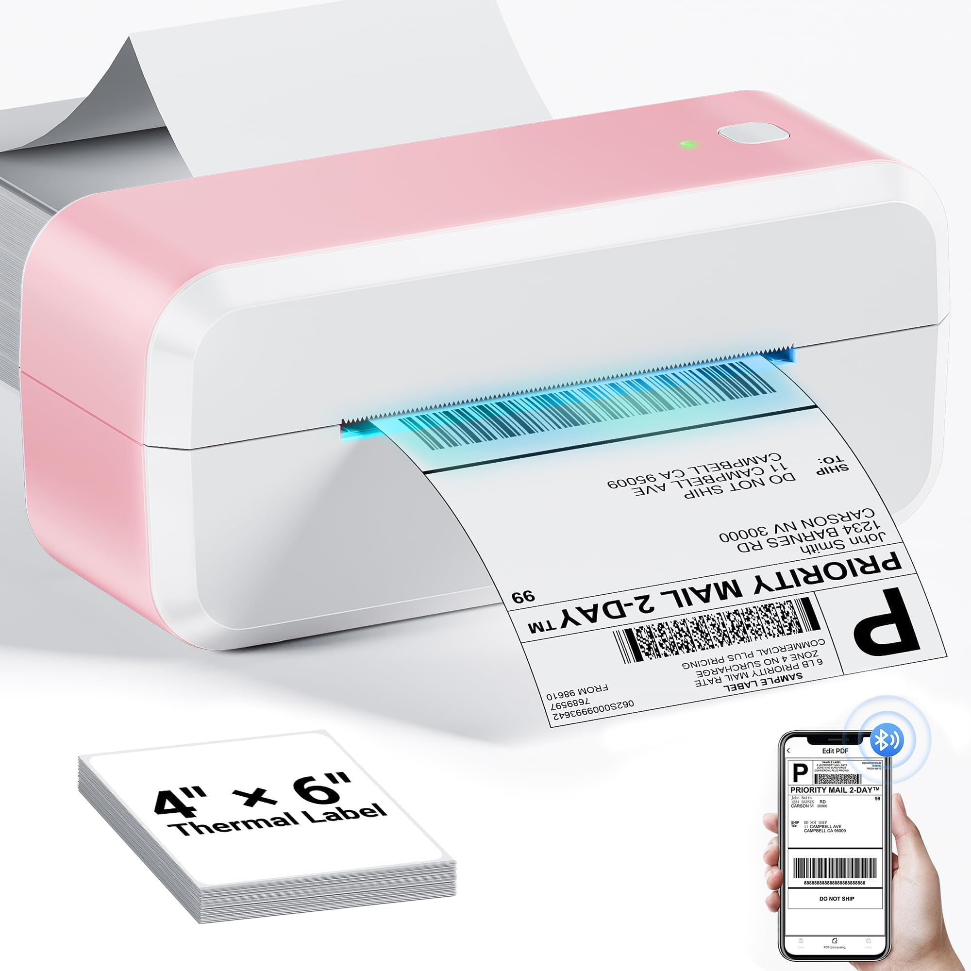 MUNBYN Bluetooth Thermal Label Printer, Wireless 4x6 label printer ...