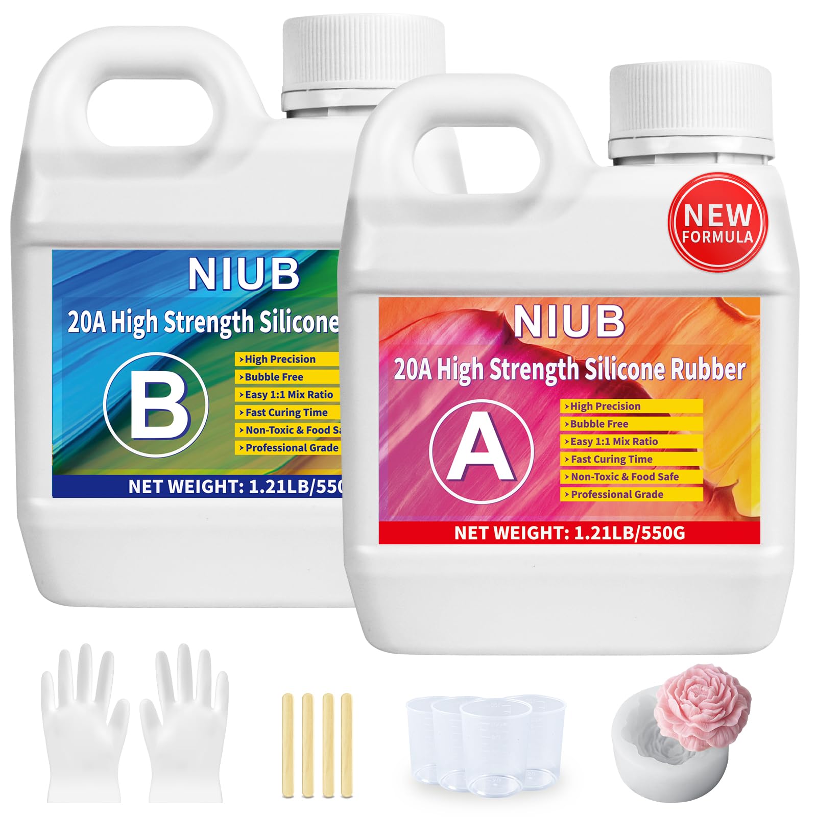 Amazon.com: NIUB 20A Silicone Mold Making Kit for Crafts and Resin Casting - 38oz Professional ...