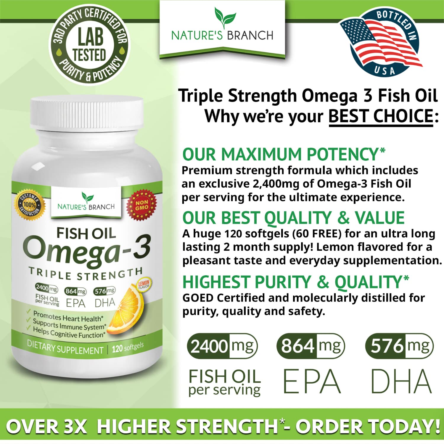 Snapklik.com : Best Triple Strength Omega 3 Fish Oil Pills 2400mg120 ...