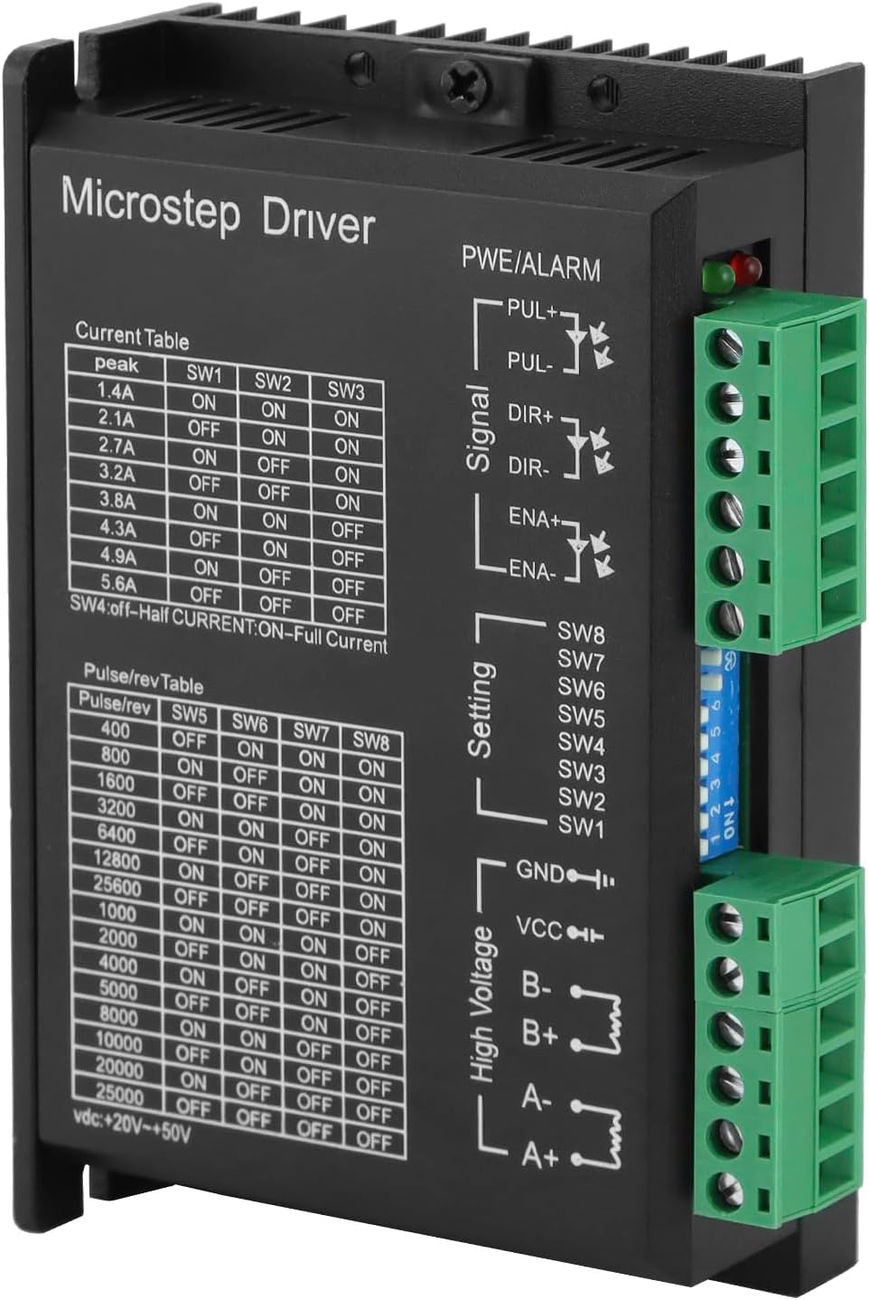 Amazon.com : QWORK CNC Digital Stepper Driver, Low Noise & Heat, 20-50V ...