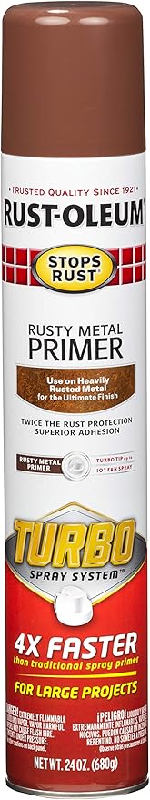 Rust-Oleum 353346 Stops Rust Turbo Rusty Metal Primer Spray, 24 oz ...