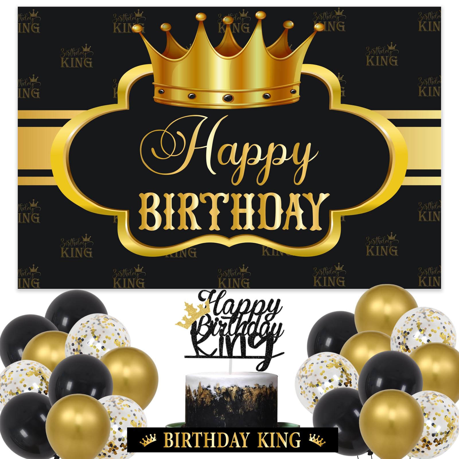 Amazon.com: Wonmelody King Birthday Decorations for Men Happy Birthday ...