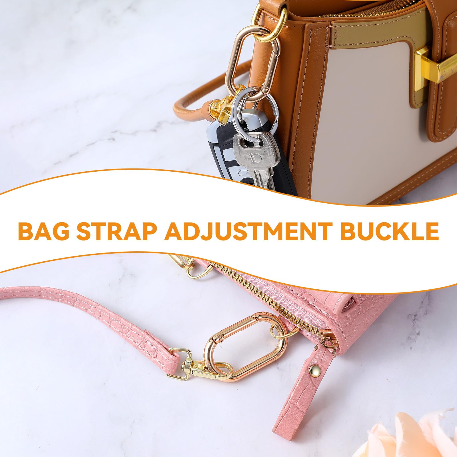 Gold Key Ring 6-Pack Spring Ring Clips For Bag Straps - Gold, Silver ...