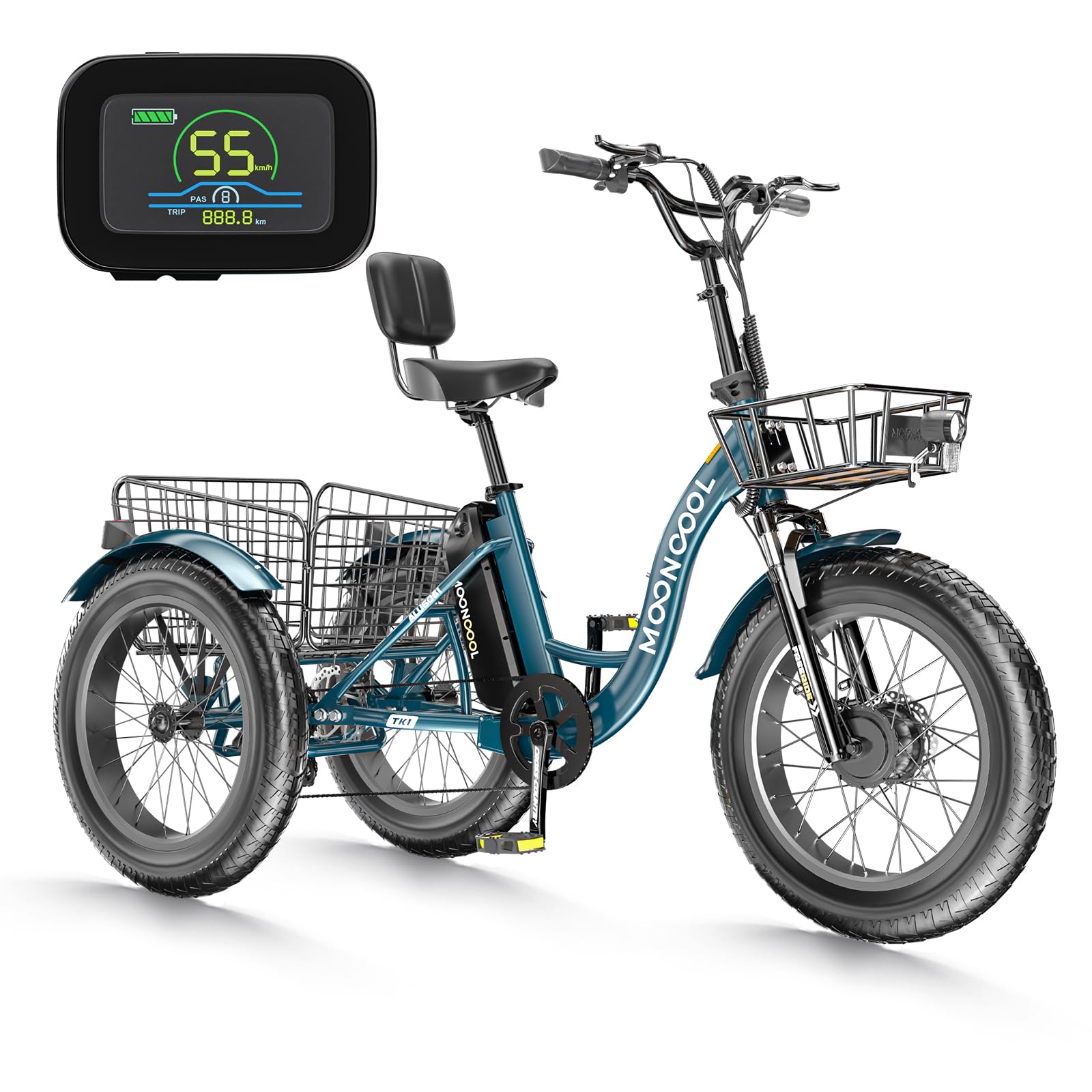 Buy MOONCOOL Electric Tricycle Trike for Adults 350W 36V Removable ...