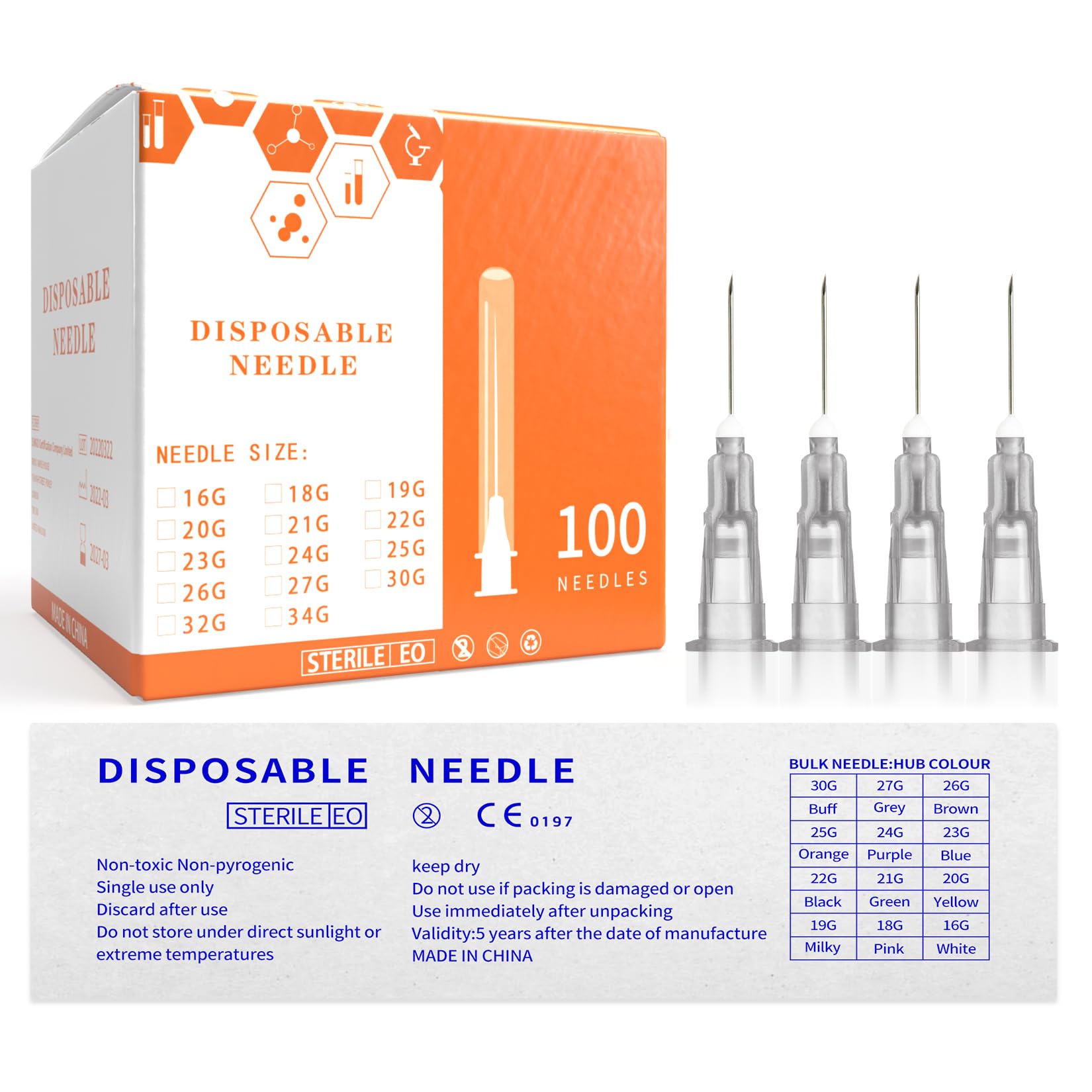 Snapklik.com : 27 Gauge 1/2 Inch Needlr Luer Lock Lab Dispensing ...