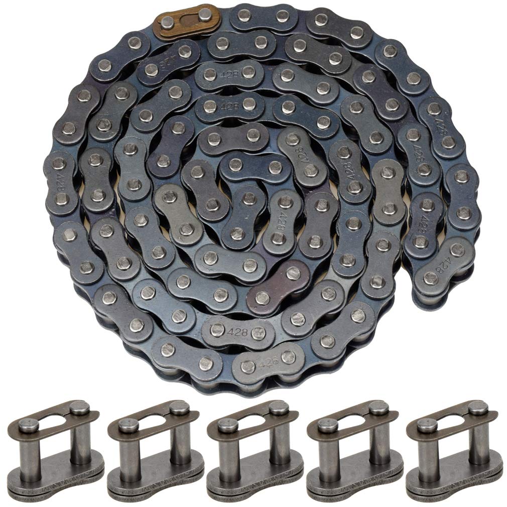 Amazon.com: HIAORS 428 Drive Chain 102 Link with 5pcs Connecting Master ...