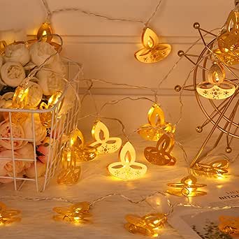 Retisee 20 FT Diwali String Lights 40 LED Lights Diya Lights Happy ...