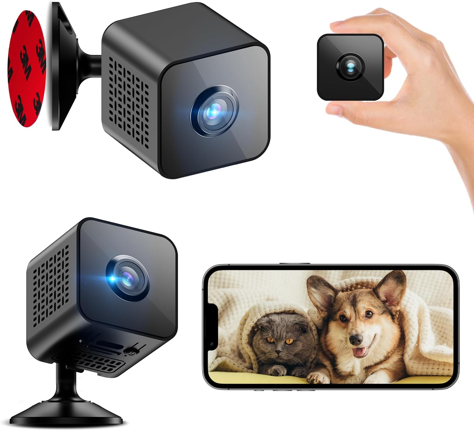 Amazon.co.jp: 【360°回転可能の小型カメラ・軽量で隠れやすい】隠しカメラ 防犯カメラ 見守りカメラ 超広角 赤外線暗視 スマホ連動 動体検知 遠隔監視 角度調節可能 wifi ...