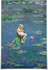 Amazon.com: FBKDVC Monet Postrt Famous Floral Funny Black Frog Vintage ...