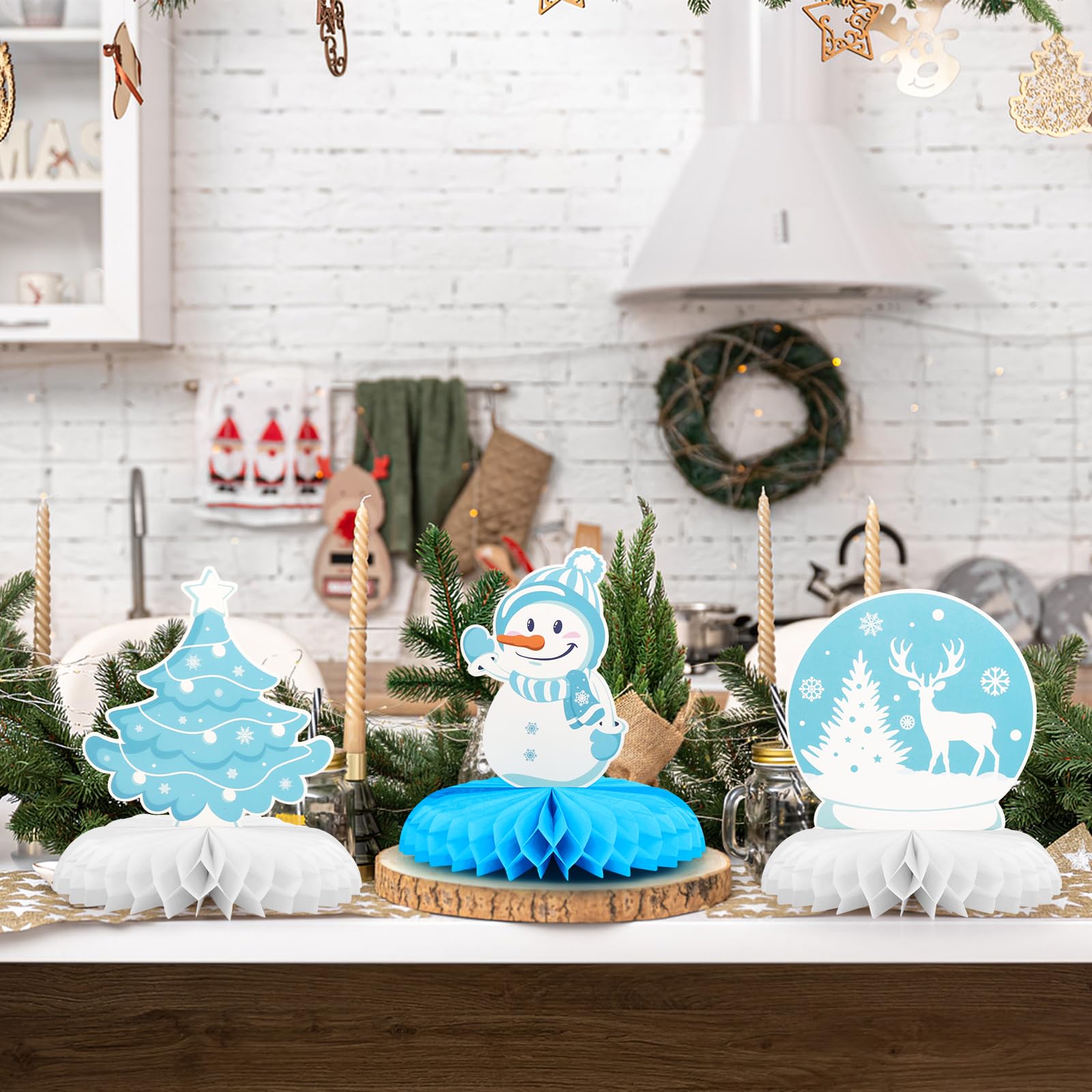 Frozen Birthday Decorations 12Pcs Blue Christmas Snowflake Honeycomb ...
