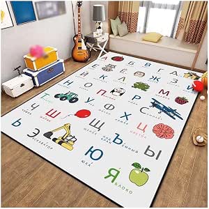 Amazon.com: Play Rugs ABC Alphabet Numbers Construction Vehicles ...