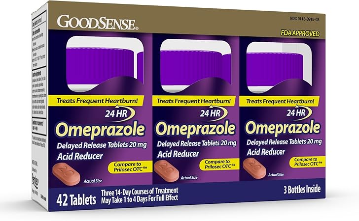 Amazon.com: GoodSense Omeprazole Delayed Release Tablets 20 mg, Stomach ...