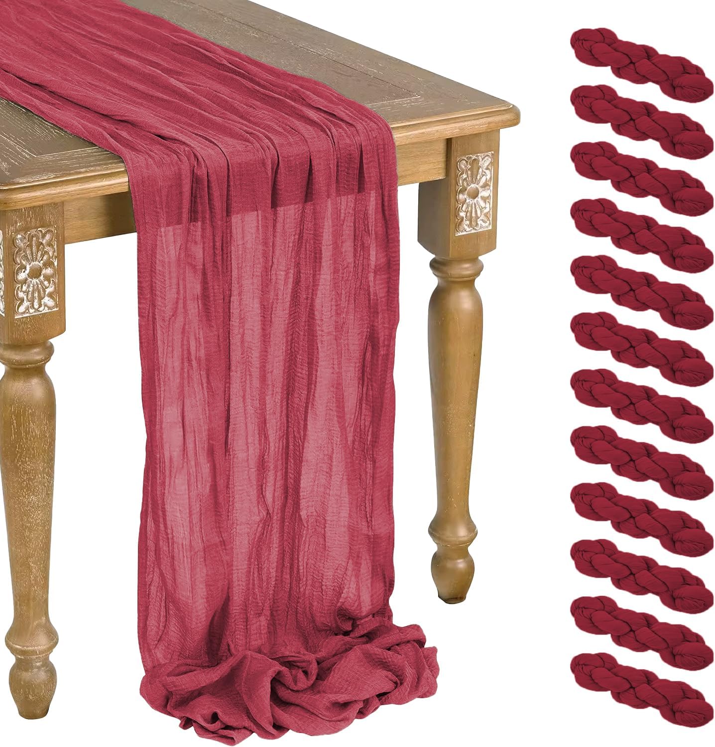 Amazon.com: 12 Pack Burgundy Cheesecloth Table Runner 10ft Boho Gauze ...