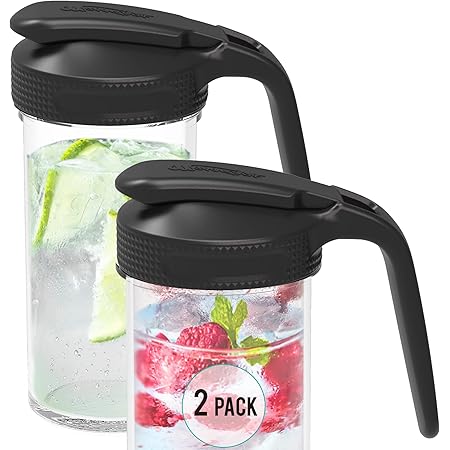Amazon.com: LIVEBAY Wide Mouth Mason Jar Pour Spout Lids Flip Cap Lid with Handle Reusable,Leak ...