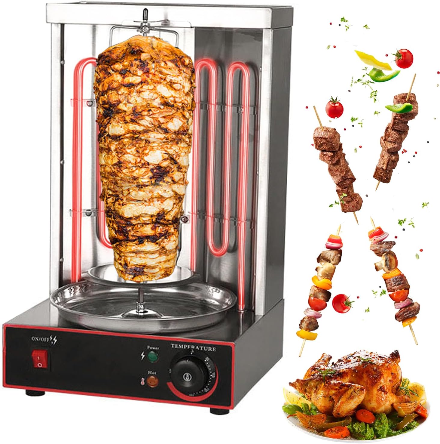 3000W Electric Vertical Rotisserie Broiler, Shawarma Grill Machine ...