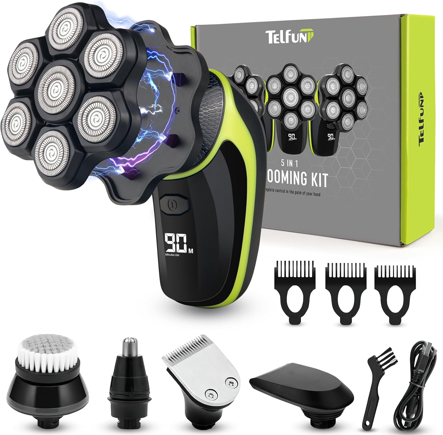 Amazon.com: Detachable 7D Head Shavers, Telfun 5-in-1 Electric Razor ...