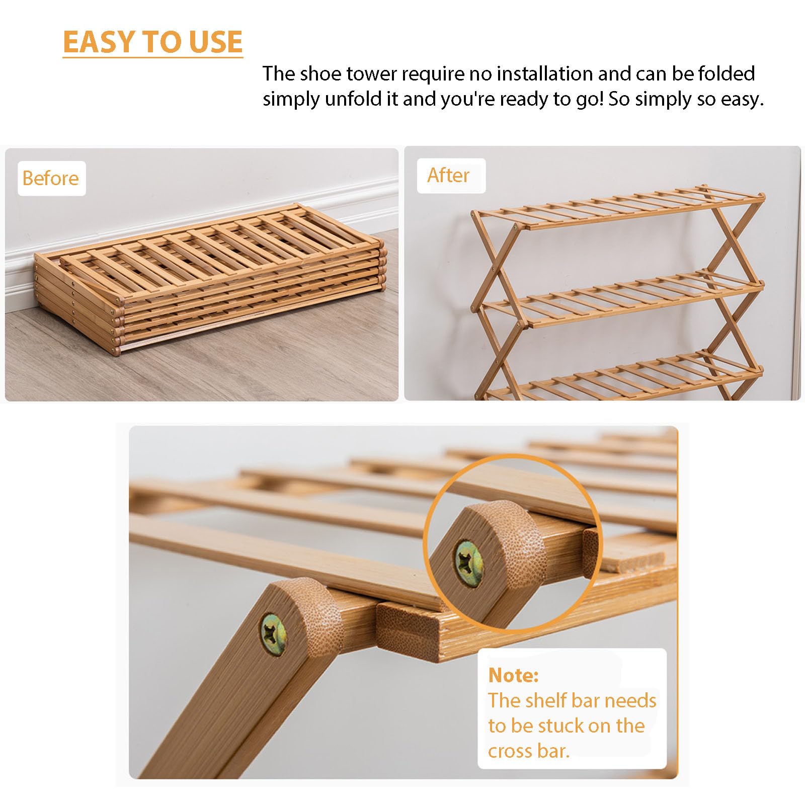 YOUSIS Multi Tier Shoe Rack,Shoe Racks Storage, No Installation Folding ...