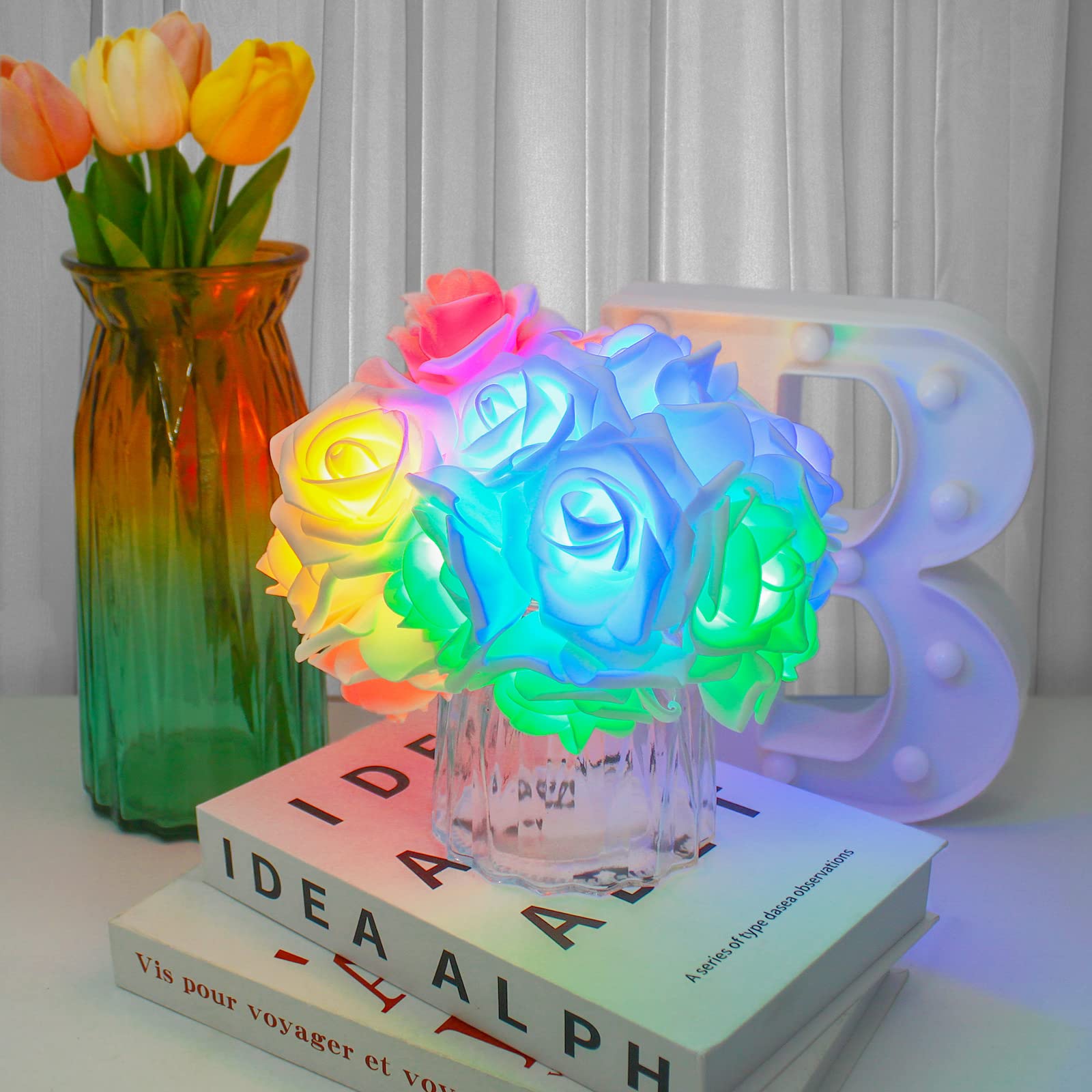 Amazon.com: VIPMOON LED Rose Flower String Lights, 6.6ft 20LED Indoor ...