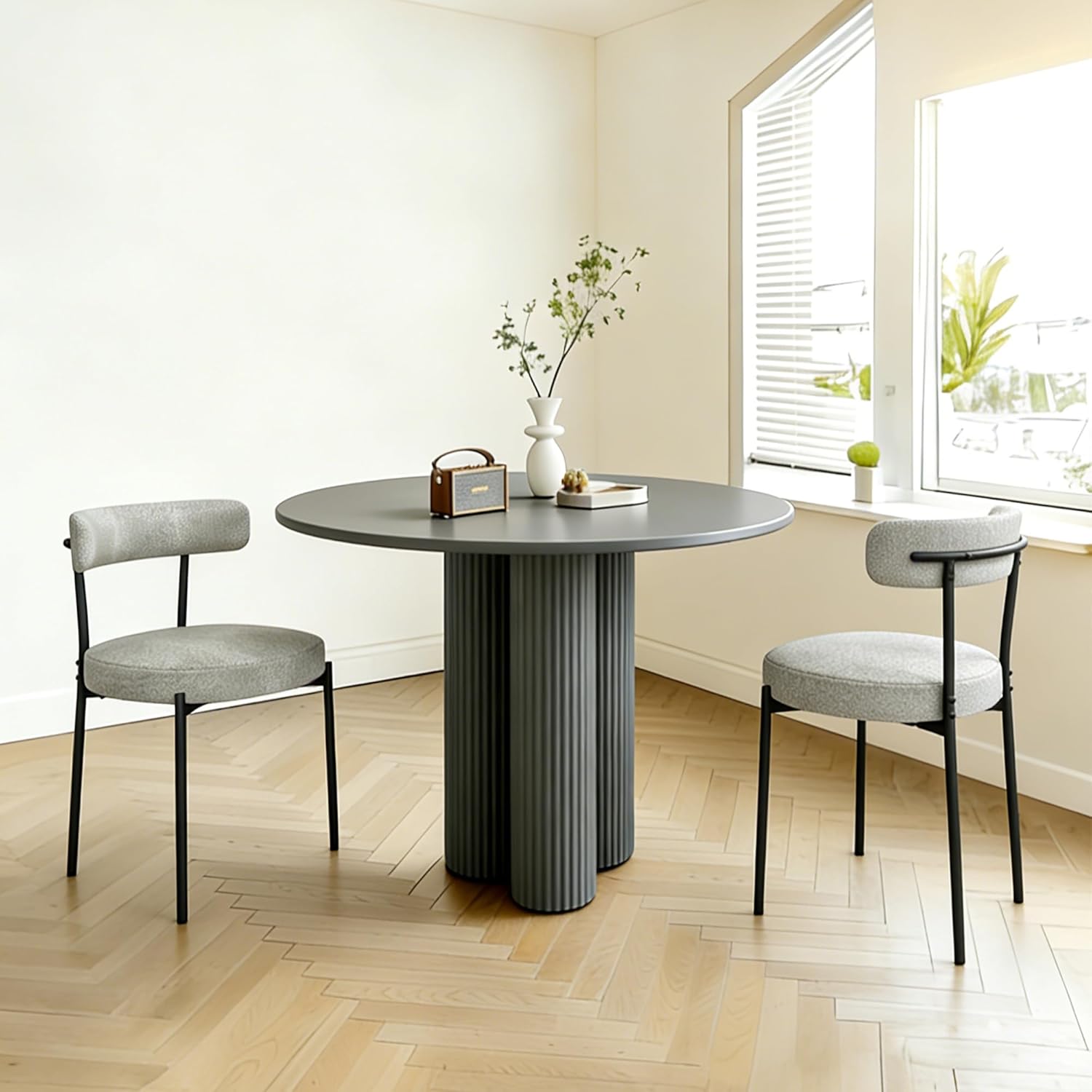 Amazon.com: Phent zari Boucle Dining Chairs Set of 2, Round Kitchen ...