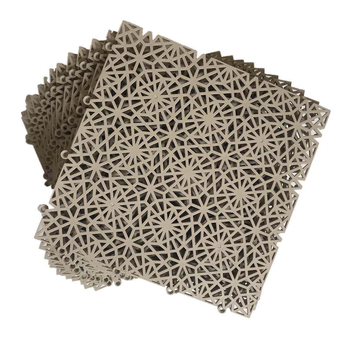 smabee 12 Pack Interlocking PVC Non-Slip Tile Drainage Mat 11.75" x 11. ...