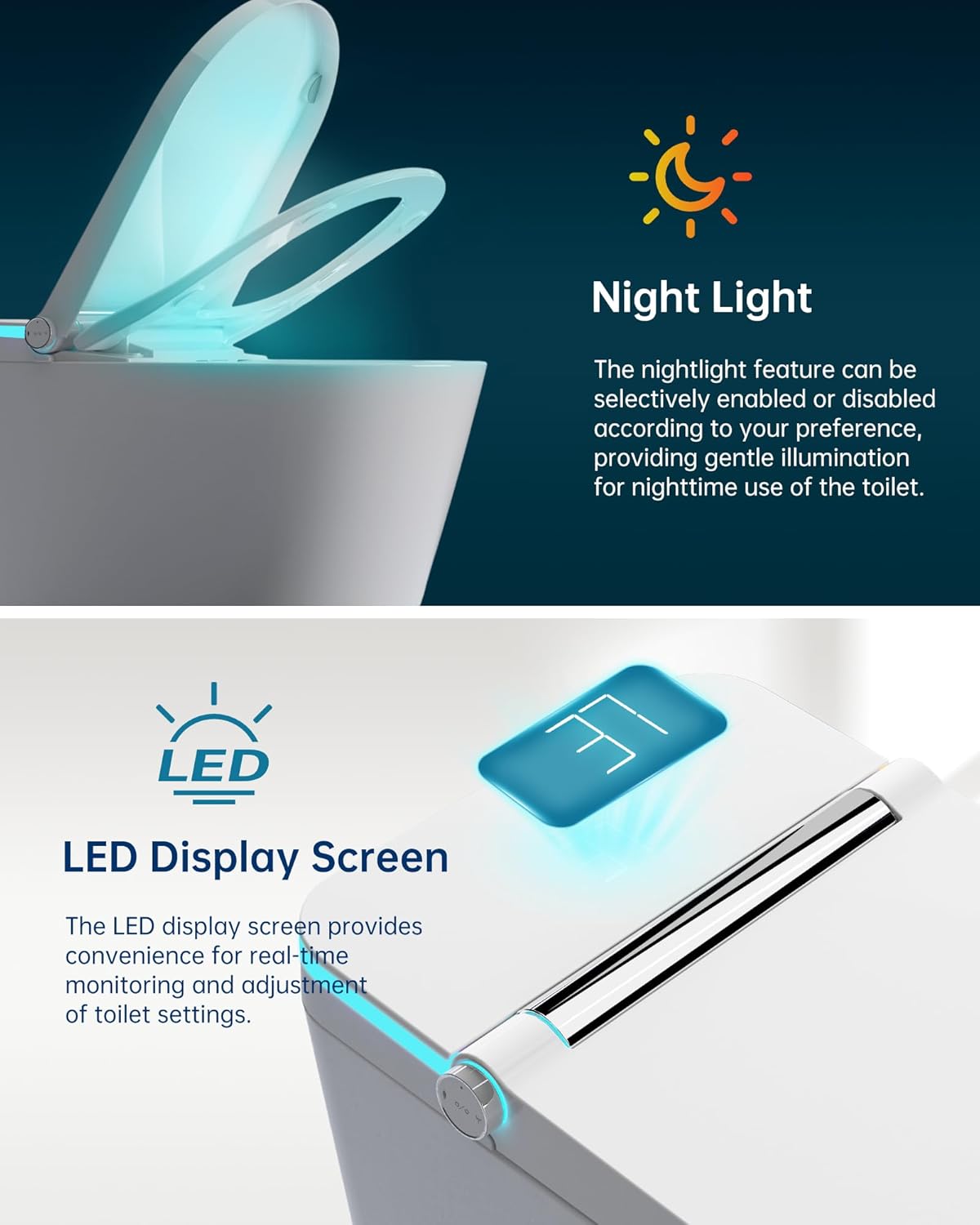 DMXINM Inodoro inteligente moderno de lujo con bidé integrado, inodoro ...