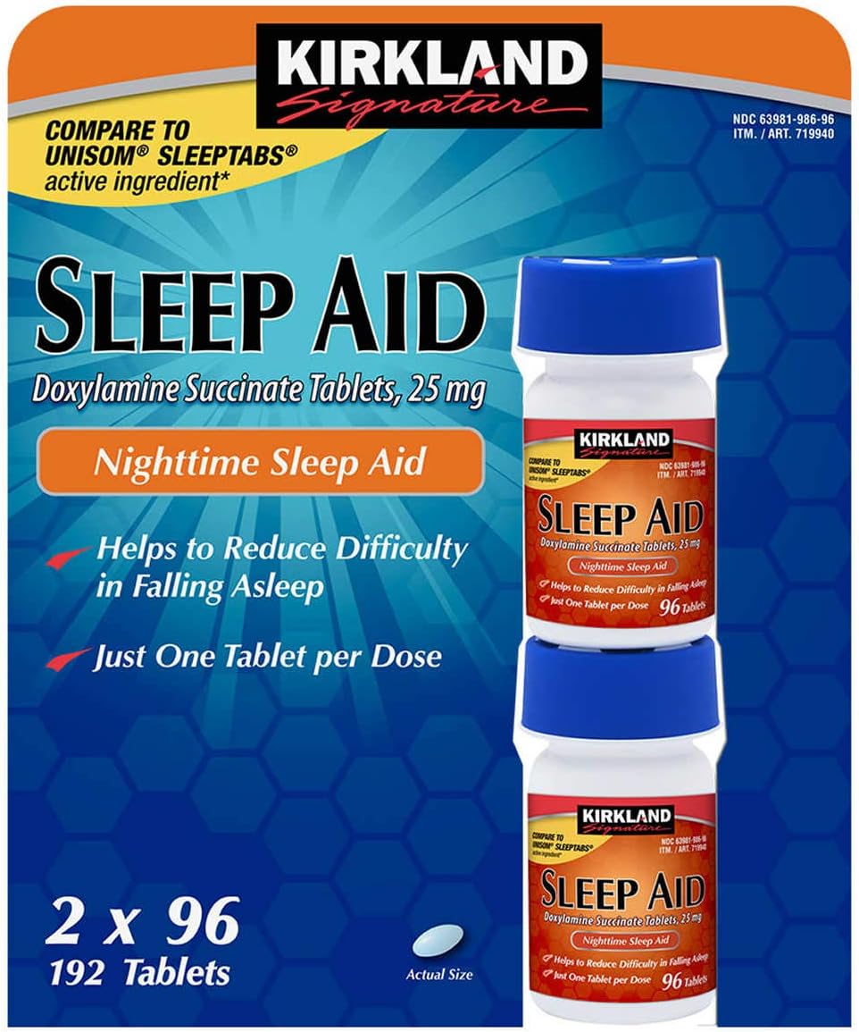 Amazon.com: Kirkland Signature Nighttime Sleep Aid 25mg - 96 Tablets ...